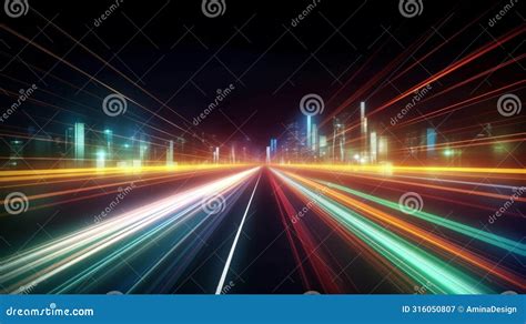 Car Motion Trails Speed Light Streaks Background With Blurred Fast Moving Light Effect Stock