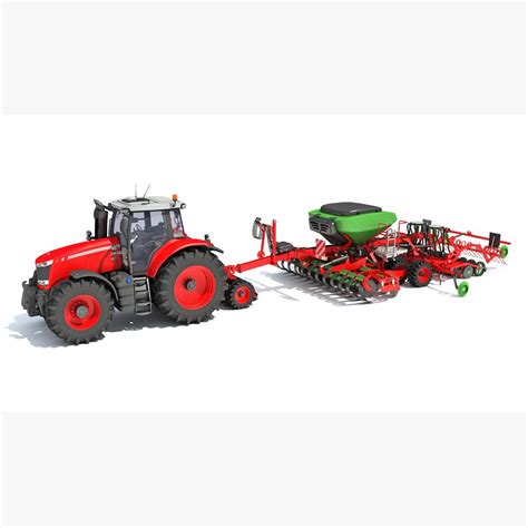 Tractor With Seeding System 3d Model Download Tractor On