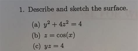 solved describe and sketch the surface y 2 4z 2 4 z