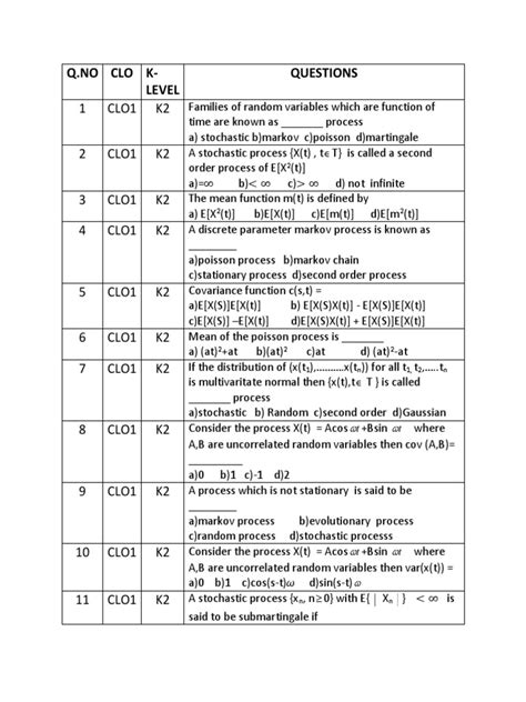 Mdc Stochastic Quiz Pdf Stochastic Process Markov Chain