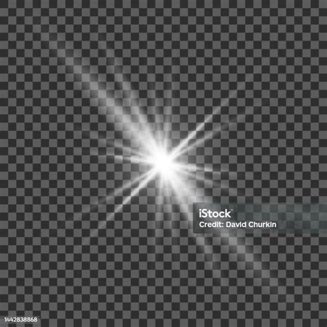 흰색으로 빛나는 빛이 투명하게 깜박입니다 스팽글 광선으로 시원한 효과를 장식하기 위한 벡터 그림 밝은 별 0명에 대한 스톡 벡터 아트 및 기타 이미지 Istock