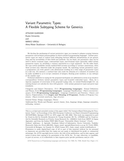 Variant Parametric Types A Flexible Subtyping Scheme For Generics