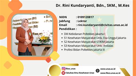 Dr Rini Kundaryanti Bdn Skm Mkes Fakultas Ilmu Kesehatan Unas
