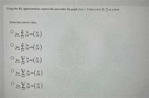 Solved Using The RN Approximation Express The Area Under Chegg Com