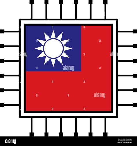Vector Illustration Set Of Ai Microchips Cpu Processor Icons With Flag Technology For