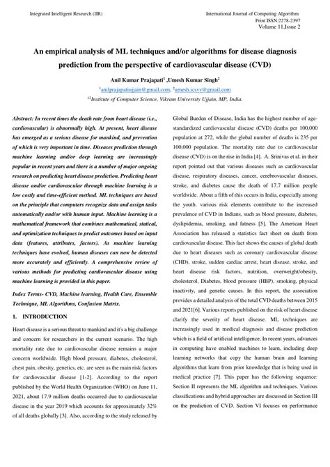 pdf an empirical analysis of ml techniques and or algorithms for