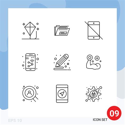 9 User Interface Outline Pack Of Modern Signs And Symbols Of Smartphone Device Rar App Pc