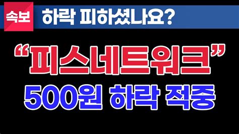 피스네트워크 500원 하락 적중 하락 피하셨나요 Youtube