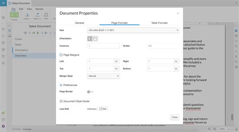 Document And Section Properties Workiva Support Center