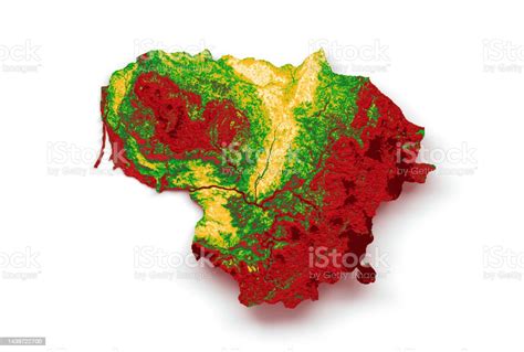 국기 색상 파란색과 빨간색 음영 구호지도 3d 그림과 리투아니아지도 0명에 대한 스톡 사진 및 기타 이미지 0명 3차원 형태 공중 뷰 Istock