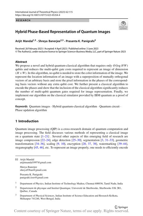 Hybrid Phase Based Representation Of Quantum Images Request PDF