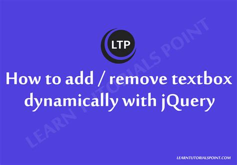 How To Addremove Textbox Dynamically With Jquery Learn Tutorials