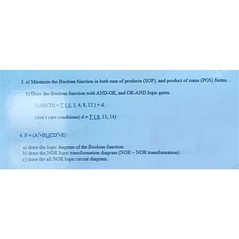 Solved A ﻿minimize The Boolean Function In Both Sum Of