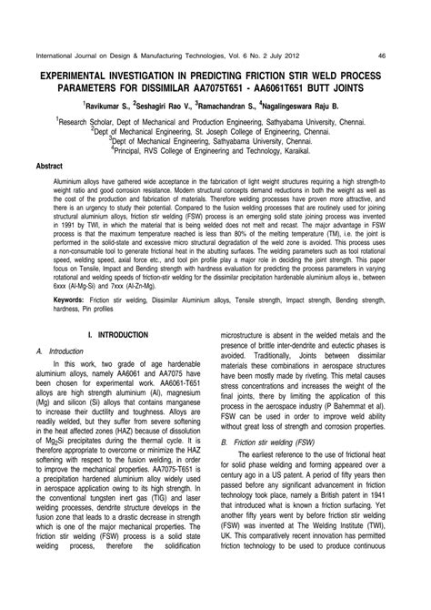Pdf Experimental Investigation In Predicting Friction Stir Weld Process Parameters For