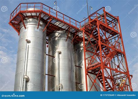Distillation Column At A Large Modern Petrochemical Plant Stock Image
