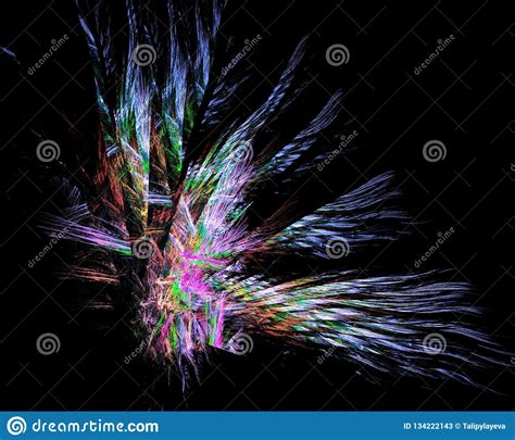 Abstract Figure Composition Of Color Intersecting Lines On A Black Background Fractal For
