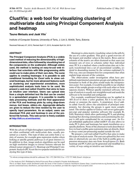 Solution Clustvis A Web Tool For Visualizing Clustering Of