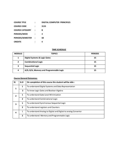 3133 Digital Computer Principles Lecture Notes 3 Course Title