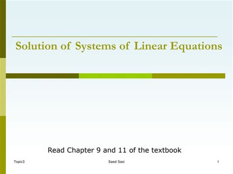 Lecture0003 Numerical Methods Topic 3 Solution Of Systems Of Linear Equations Lectures Pptx
