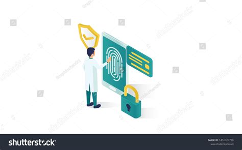 Isometric Data Security Illustration People Data Stock Vector Royalty