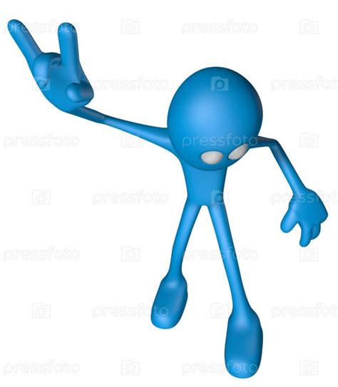 Фотография на тему Синий парень показывает рукой козу 3d