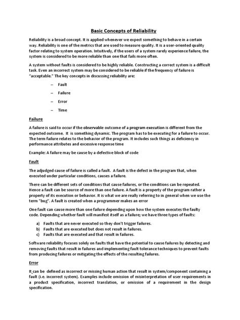 Basic Concepts Of Reliability Pdf Reliability Engineering Markov