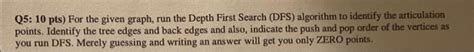 Solved Q5 10 Pts For The Given Graph Run The Depth First