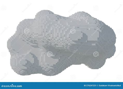 White Cloud Voxel 3d Rendering Stock Image Illustration Of Icon
