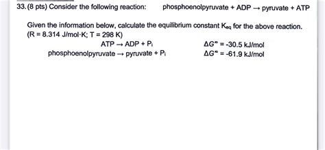 Solved 8 ﻿pts ﻿consider The Following Reaction