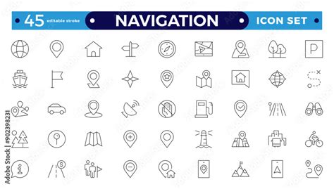 Location Icon Set Containing Map Map Pin Gps Destination