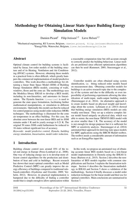 Pdf Methodology For Obtaining Linear State Space Building Energy