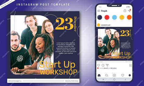 Premium Vector Vector Instagram Post Template For Start Up Workshop