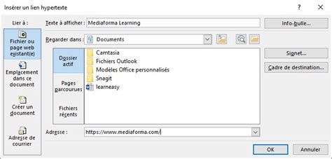 Excel Affecter un lien hypertexte à une cellule Médiaforma