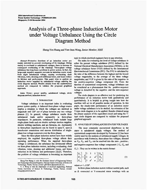 Pdf Analysis Of A Three Phase Induction Motor Under Voltage Unbalance