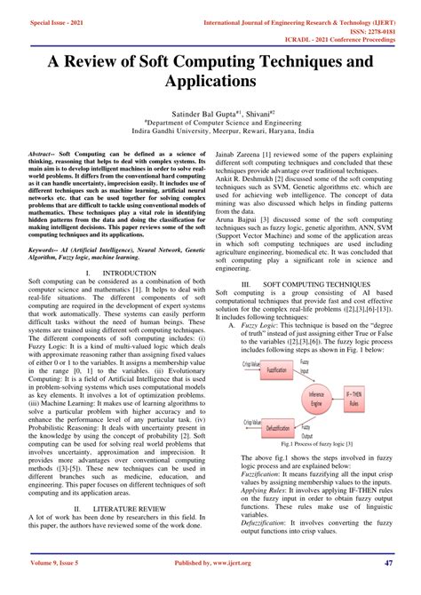 Pdf A Review Of Soft Computing Techniques And Applications