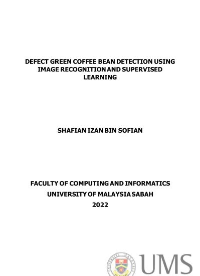 Defect Green Coffee Bean Detection Using Image Recognition And