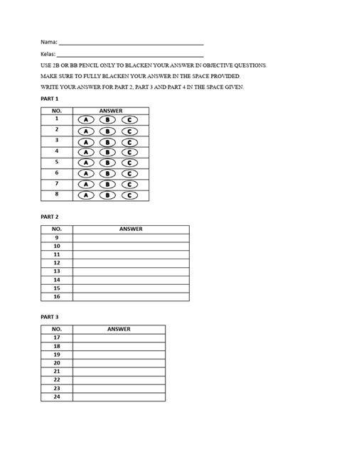 Form 3 Answer Sheet Pdf