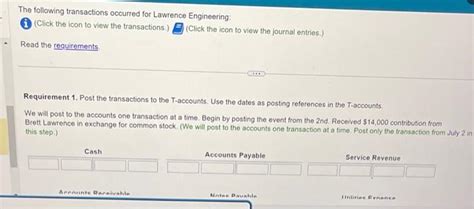 Solved The Following Transactions Occurred For Lawrence
