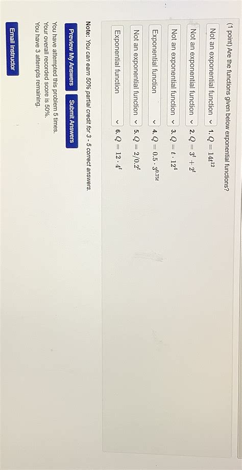 Solved 1 ﻿point ﻿are The Functions Given Below Exponential