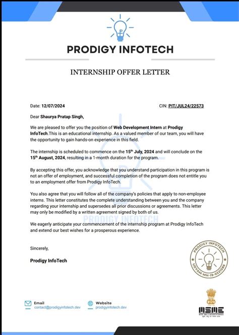 Shaurya Pratap Singh On Linkedin Internship Prodigyinfotech Team Experience Career