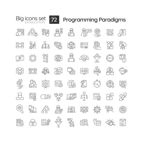 Programming Language Paradigms Linear Icons Set Application Bundle