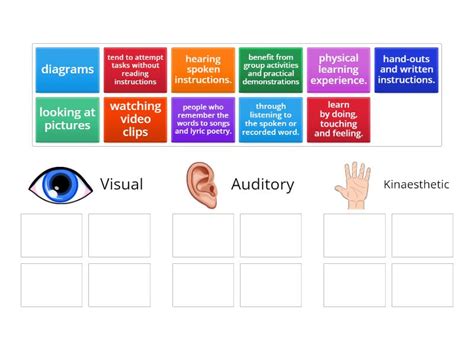 Learning Styles Visual Auditory Kinaesthetic Group Sort