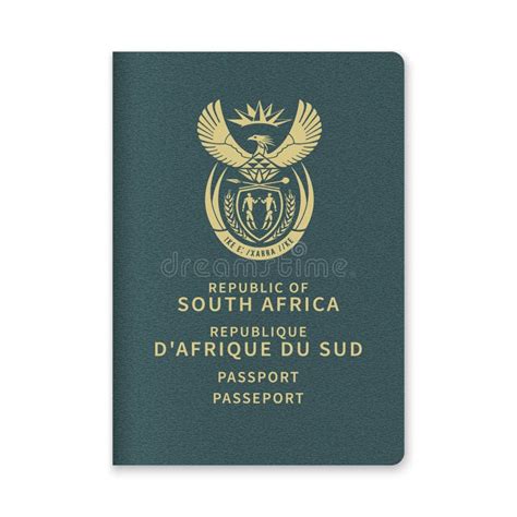 South Africa Passport Cover With Gold Emblem And Text Stock