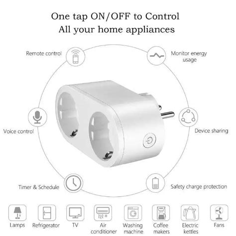 New Tuya Wifi Smart Dual Socket 16a Eu Plug 2 In 1 Smart Power Outlet