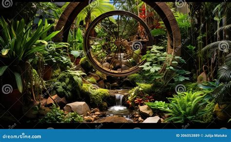 Garden In The Wheel Plants Rotate Around Its Axis Stock Illustration
