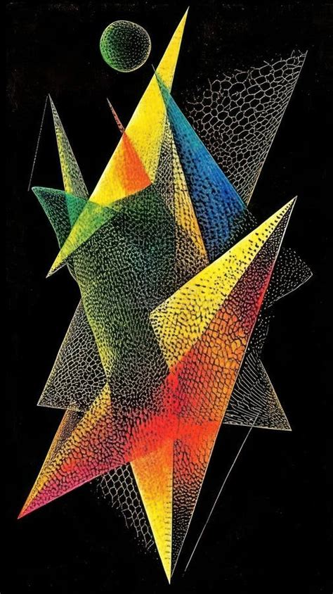 Abstract Geometric Design Featuring Vibrant Colors And Sharp Angles On A Dark Background Stock