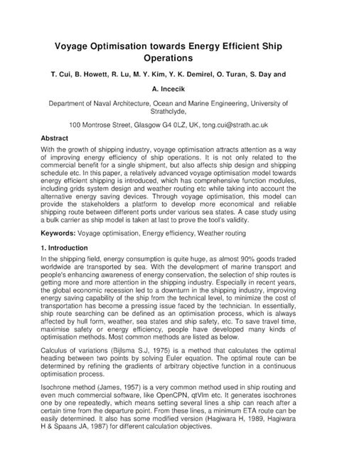 Pdf Voyage Optimisation Towards Energy Efficient Ship Operations