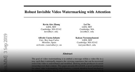Paper Page Robust Invisible Video Watermarking With Attention