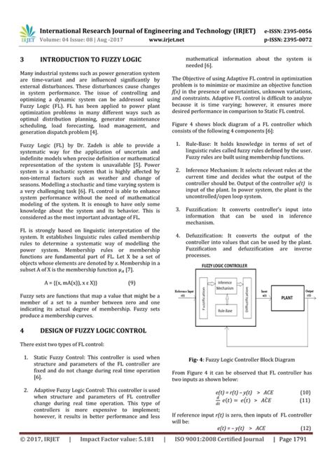 Advanced Optimization Of Single Area Power Generation System Using Adaptive Fuzzy Logic And Pi