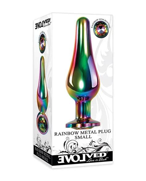 Small Rainbow Metal Anal Plug With Extra Long Tapered Tip And Gem • The